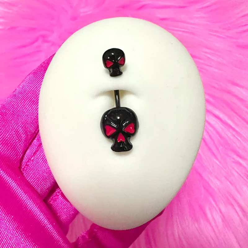 Goth Body Piercing Skull Belly Button Rings Punk Charms Cross Spider ...