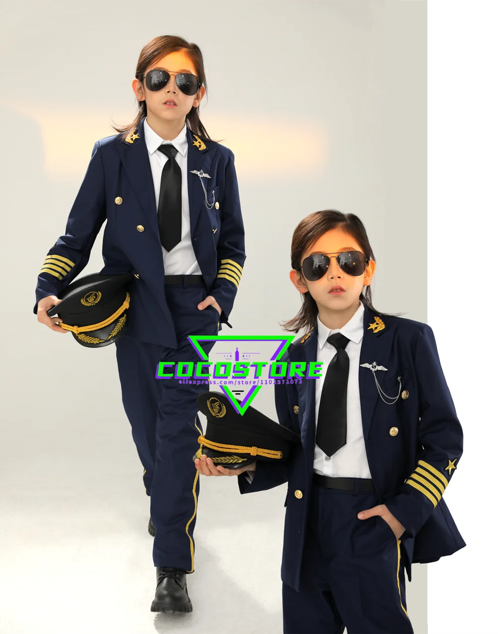 Aviation Uniforms Cosplay Pilot Flight For kids Carnival Role Play ...