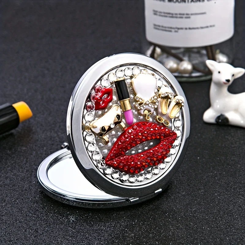 Mini-Red-Lips-Lipstick-Bag-Double-sided-Portable-Makeup-Mirror-Folding ...