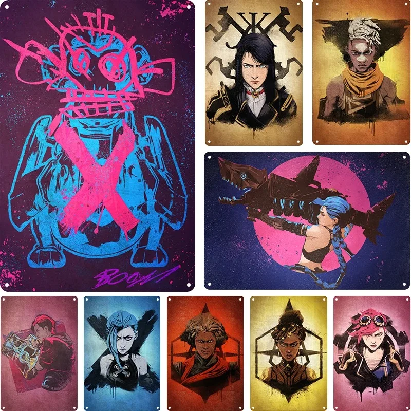 Arcane Temporada 2 Jinx VI Graffiti carteles de Metal cartel Caitlyn ...