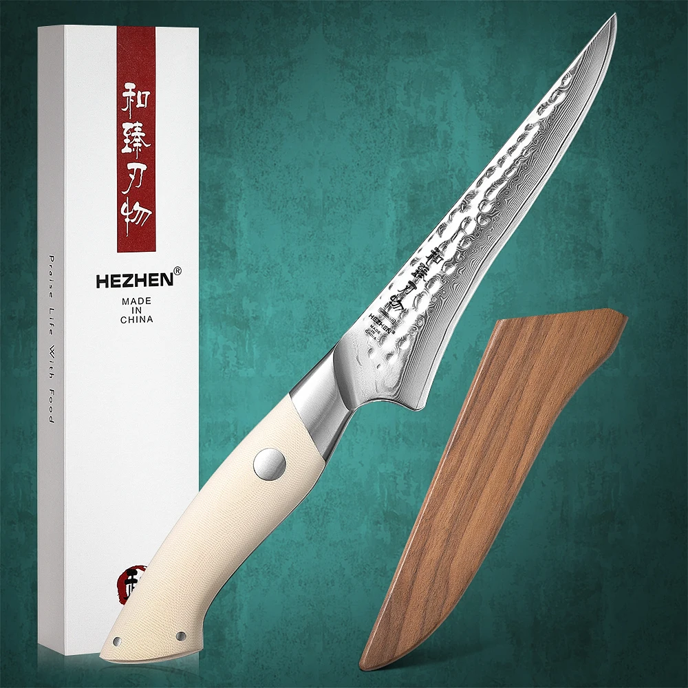 HEZHEN 6 Inch Boning Knife Damascus Steel Kitchen Knife Cooking Cutlery ...