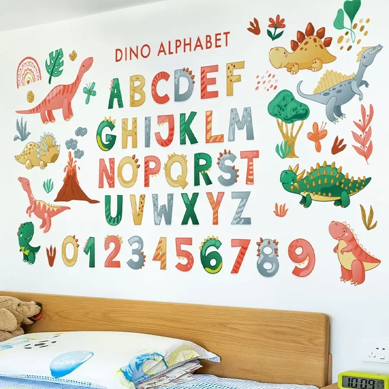 Cartoon-Dinosaur-English-Alphabet-and-Number-Wall-Stickers-for-Bedroom ...