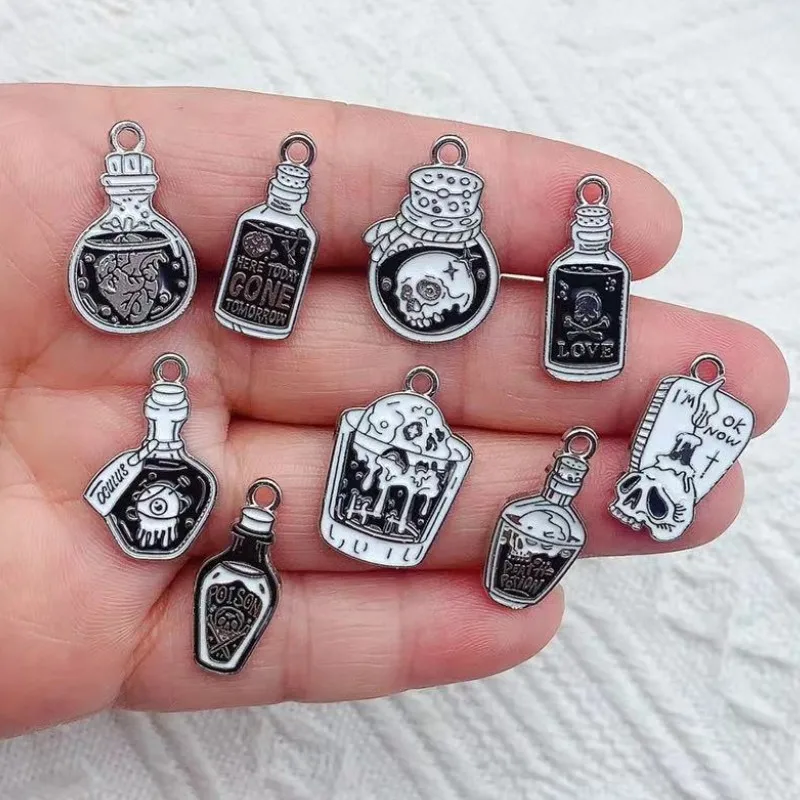 10pcs-pack-Enamel-Skeleton-Poison-Bottle-Charms-Funny-Halloween-Earring ...