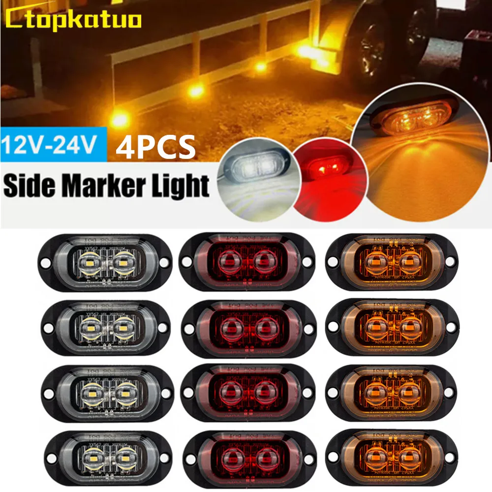 4PCS LED Truck Side Marker Lights Trailer lighting Side Lamps for Car ...