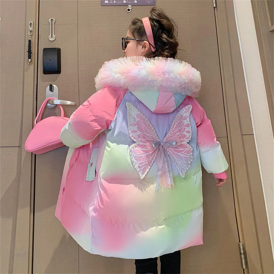 2024-Winter-Girls-Sweet-Long-Down-Jackets-Hooded-Big-Fur-Collar-Kids-Parkas-Children-Clothes ...