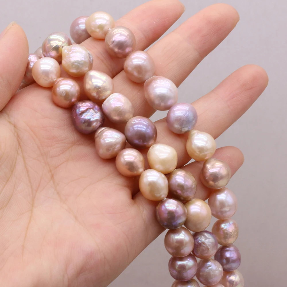 11-12mm-Natural-Freshwater-White-Pink-Pearl-Beads-Potato-Round-Baroque ...