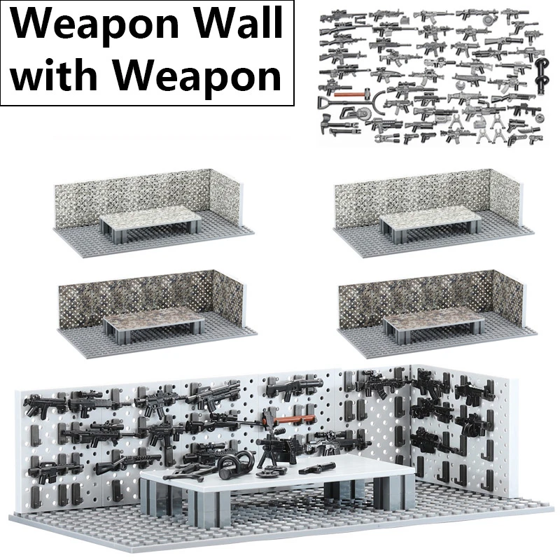 MOC Military Gun Weapon Rack Building Blocks Figures Guns Wall Modern ...