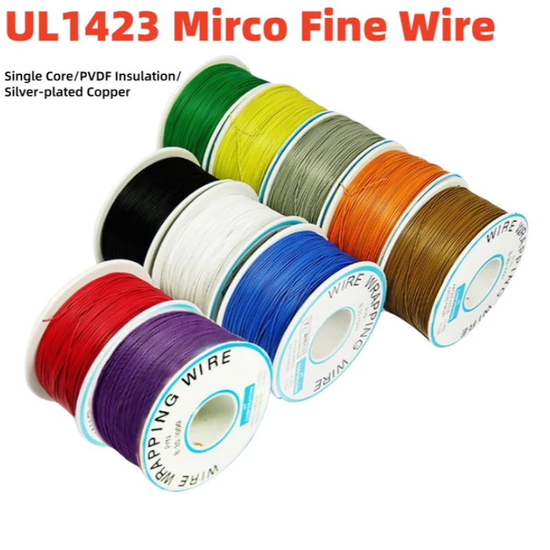 5/10M UL1423 PTFE Micro Fine Wire Single Core Silver Plated Copper 38 ...
