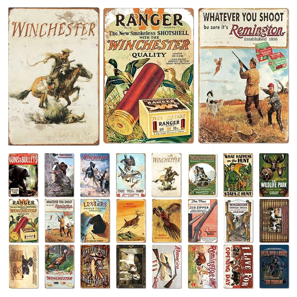 Vintage-Hunting-Plaque-Metal-Posters-Signs-Wall-Decor-for-Man-Cave-Room ...