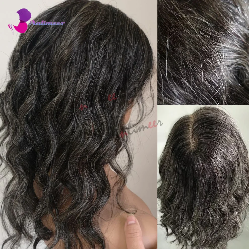 Black-and-Grey-Colored-Lace-Front-Wigs-Human-Hair-Mixed-Gray-Wigs-For ...