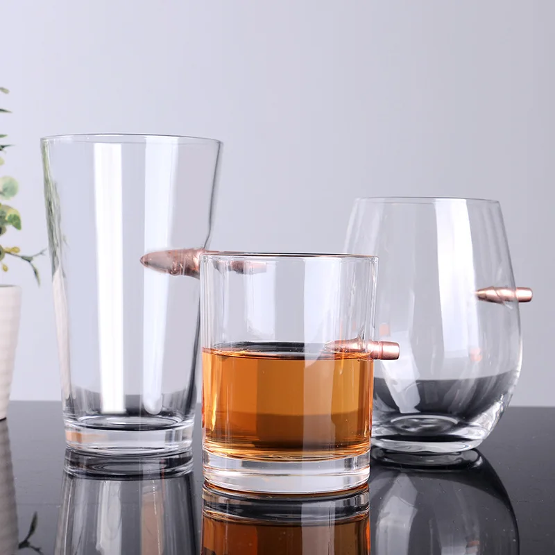 2pc Bullet Glass Creative Whisky Glass With Bullet Rum Bar Crystal Cups ...