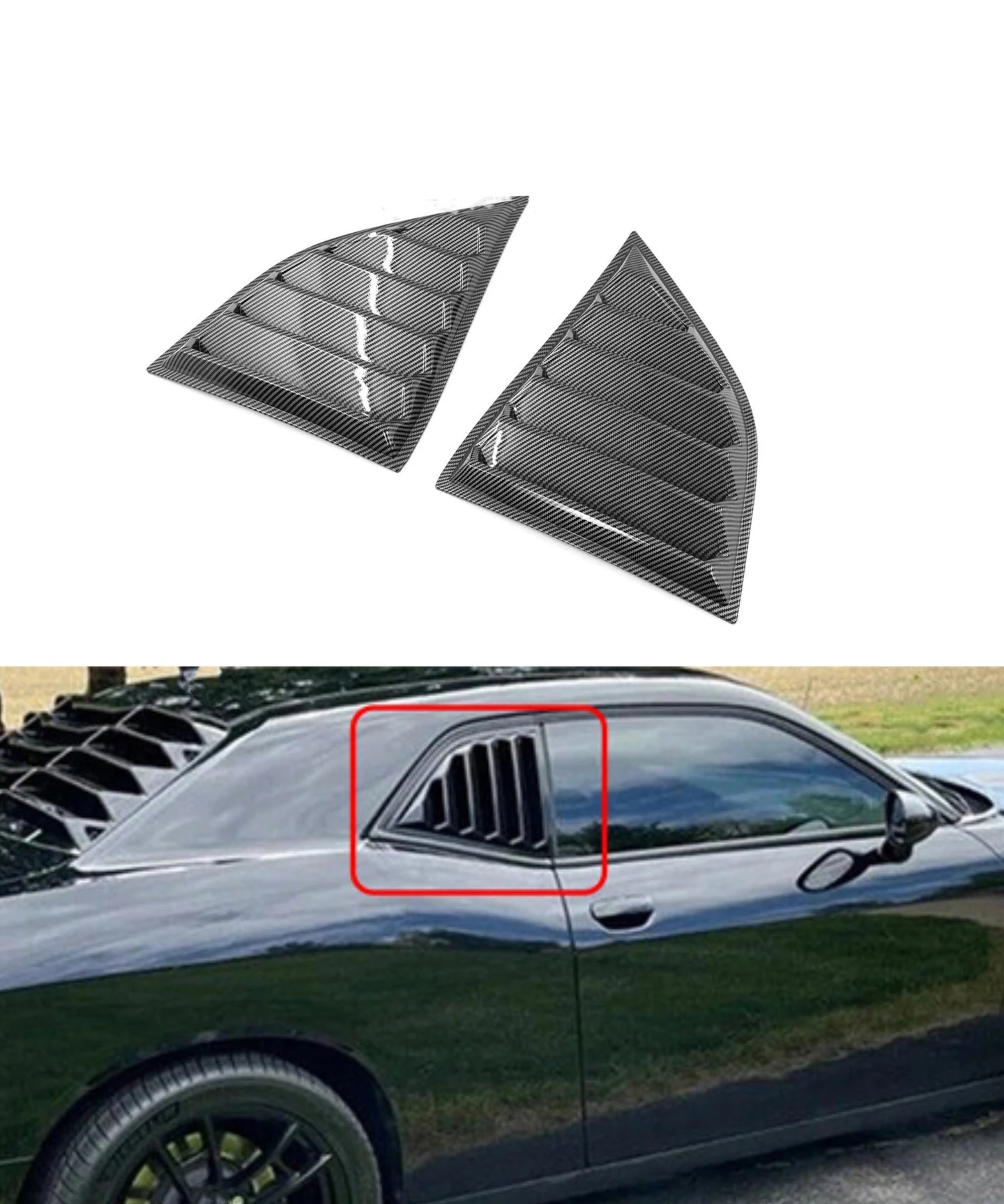 Car Rear Louver Window Side Shutter Cover Fit For Dodge Challenger 2015 ...
