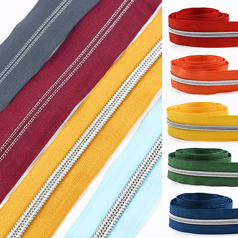 5# 1-10M Plasic Zips By The Meter Nylon Zippers Tape For Bag Rolls ...