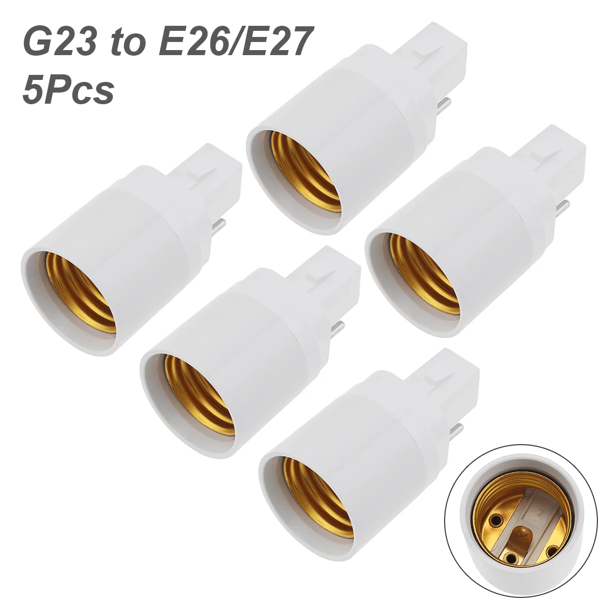 5pcs G24 G23 GU24 GU10 B22 to E26 E27 Lamp Base E26 E17 E12 to E14 Lamp Holder Converter Socket ...