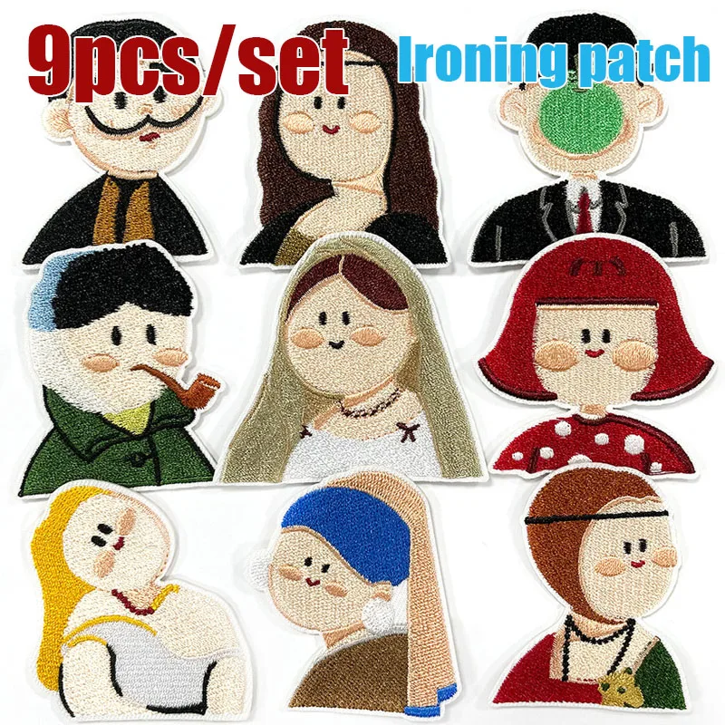 9pcs Mini Art Replica Iron on Patches Cartoon Girl Artist Patches ...