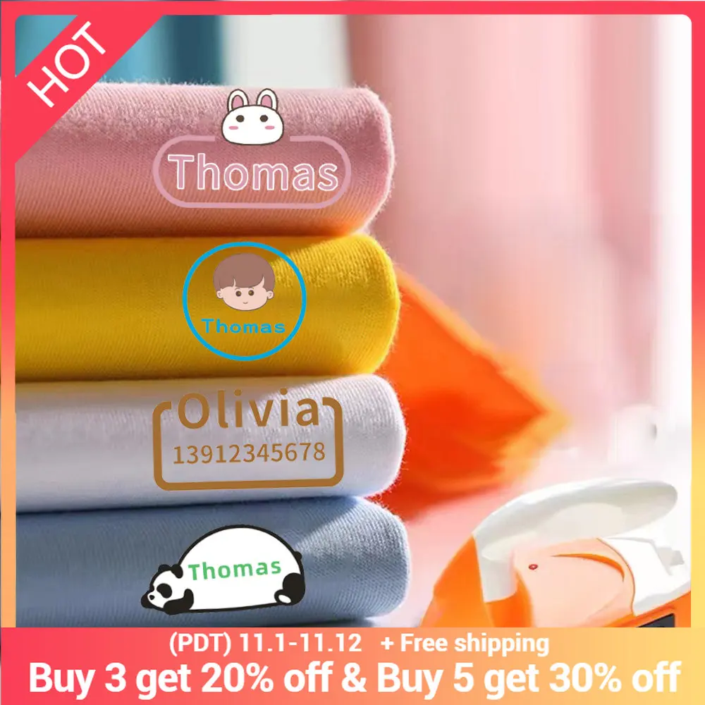 Custom Cartoon Heat Transfer Name Sticker Iron On Patches Personalised ...