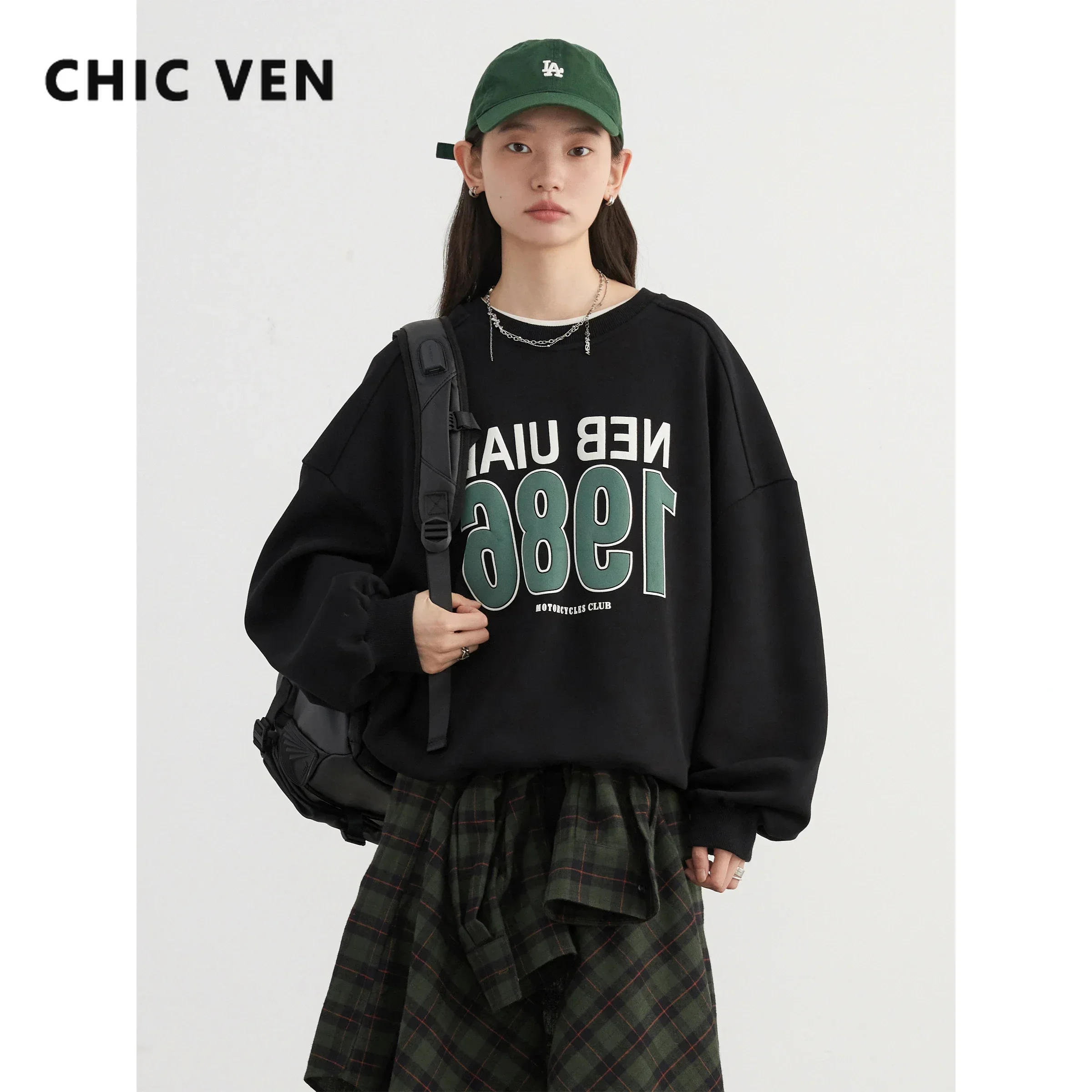 CHIC VEN Women Sweatshirts Loose New Round Neck Letter Printed Hoodie ...
