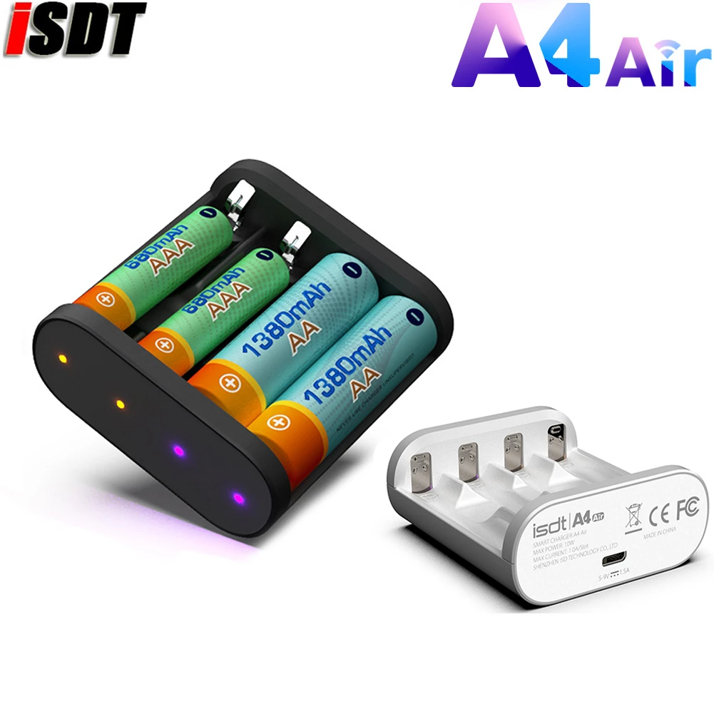 ISDT A4 Air 10W 1.5A DC Smart Battery Charger For AA AAA 10500 12500 NiMH NiCd Li lon LiFePO4 ...