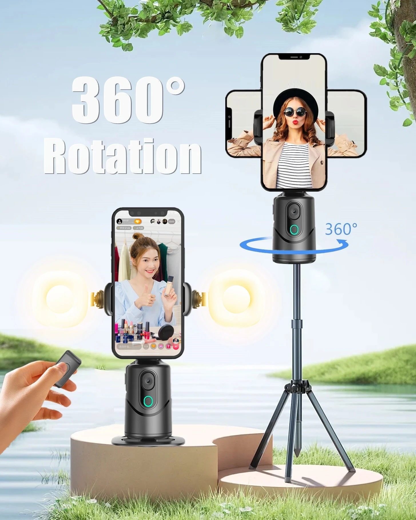 360-Rotation-Gimbal-Stabilizer-Follow-up-Selfie-Desktop-Face-Tracking-Gimbal-for-Tiktok ...
