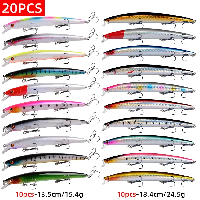 20pcs-Long-Fishing-Lure-Kit-Soft-and-Hard-Bait-Set-Gear-Layer-Big ...