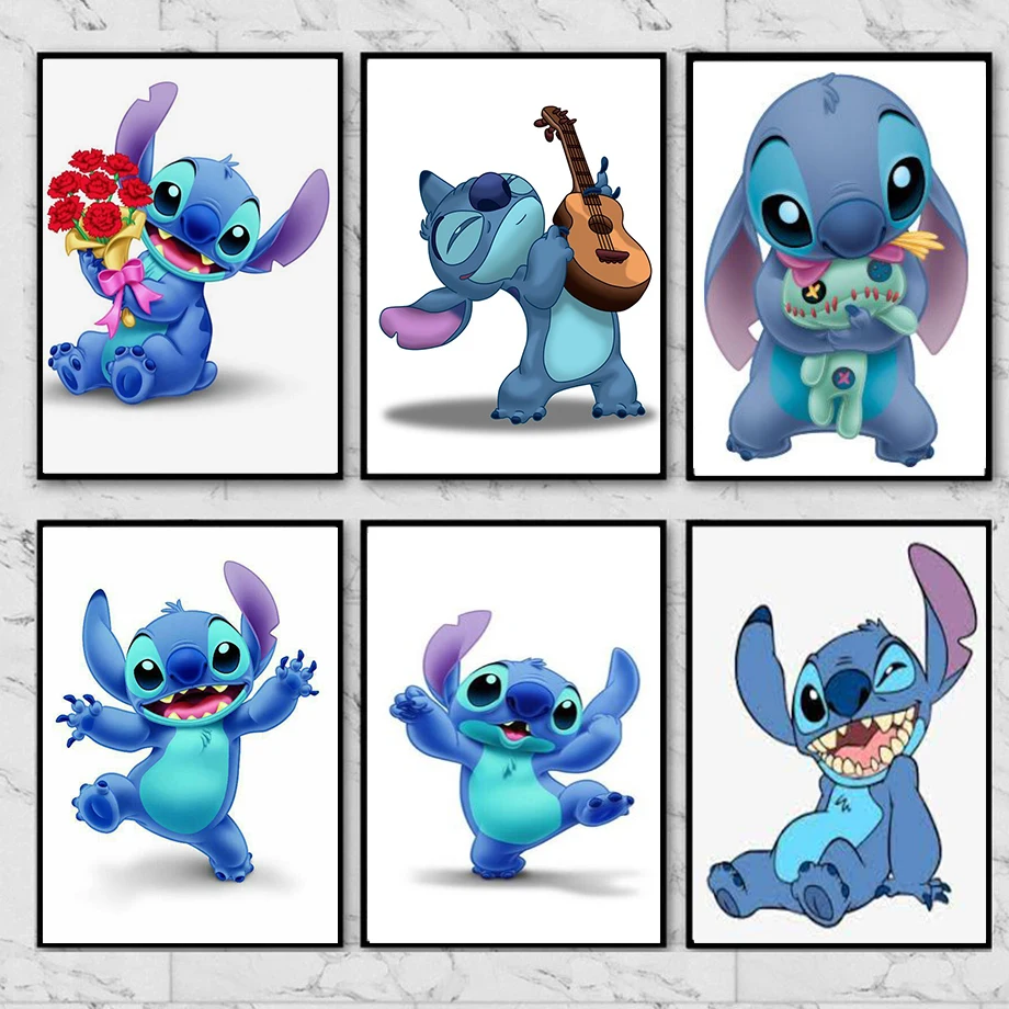Disney Stitch Lilo and Stitch Cartoon Characters Digital Oil Painting ...