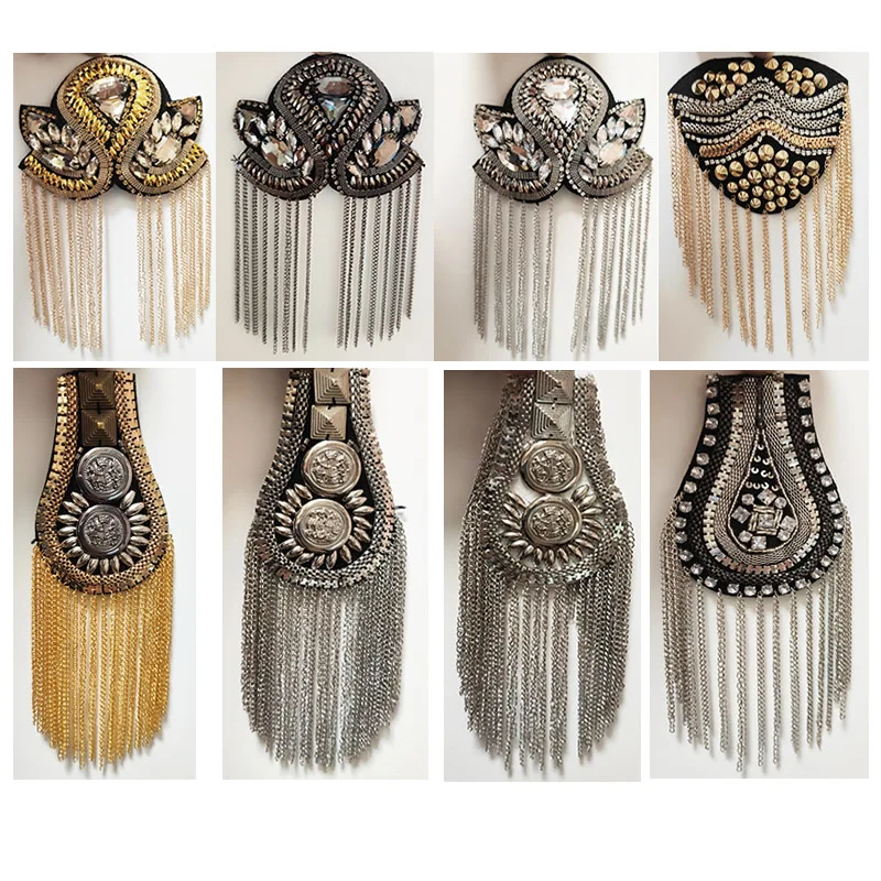 Beaded-Crystal-Epaulette-Clothes-Punk-Coat-Suit-DIY-Chain-Tassel-Badge ...