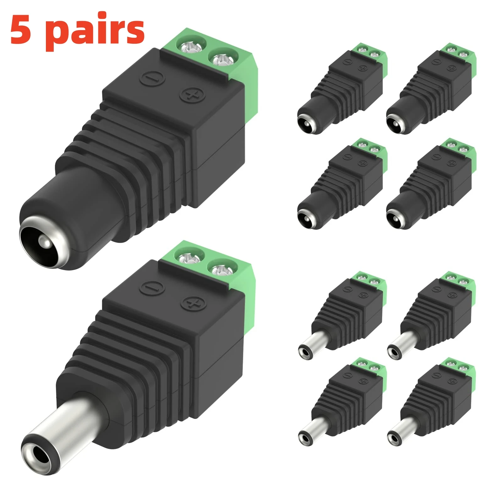 5 pairs 12V DC Power Connector 5.5mm x 2.1mm DC Power Plug Male and ...