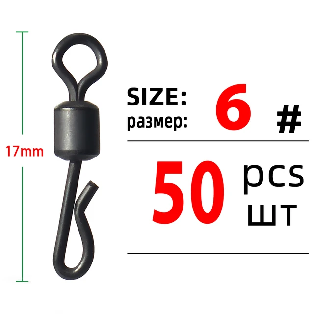 DNDYUJU Matte Black Rolling Quick Change Swivels Carp Rigs Long Body Q-shaped Swing Snap ...