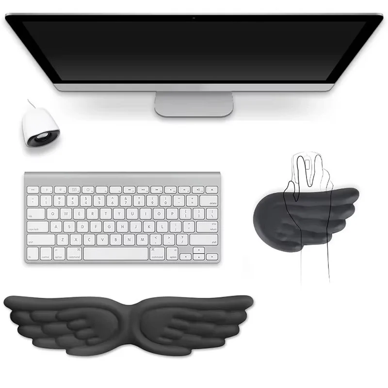 Angel Wings Shaped Keyboard Mouse Pad Memory Foam Superfine Fibre Non ...