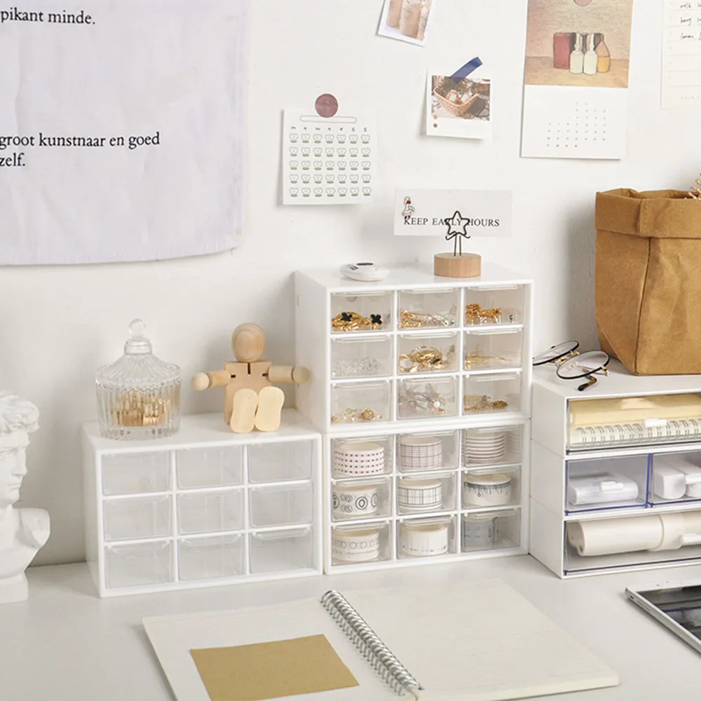 Mini-Lockers-Nine-square-Grids-Dust-proof-Drawer-Storage-Boxes ...