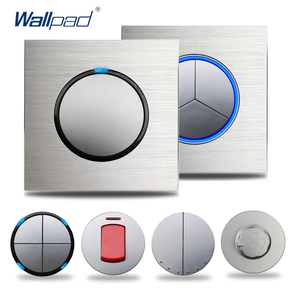 Brown-Aluminum-Wall-Light-Switch-with-Round-LED-Button-1-2-3-4-Gang ...