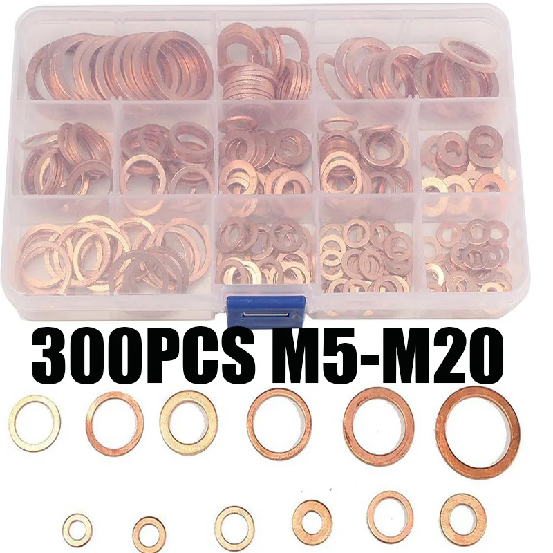 300pcs-Copper-Washer-Sealing-Solid-Gasket-Set-M5-M6-M8-M10-M12-M14-M16 ...