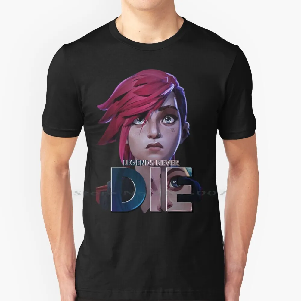 Legends-Never-Die-Vi-T-Shirt-100-Cotton-Arcane-Vi-Arcane-Jinx-Vi-Arcane ...