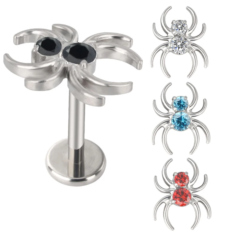 ASTM-F136-Titanium-Spider-EAR-Studs-PIERC-Double-Round-CZ-Paved-Top ...