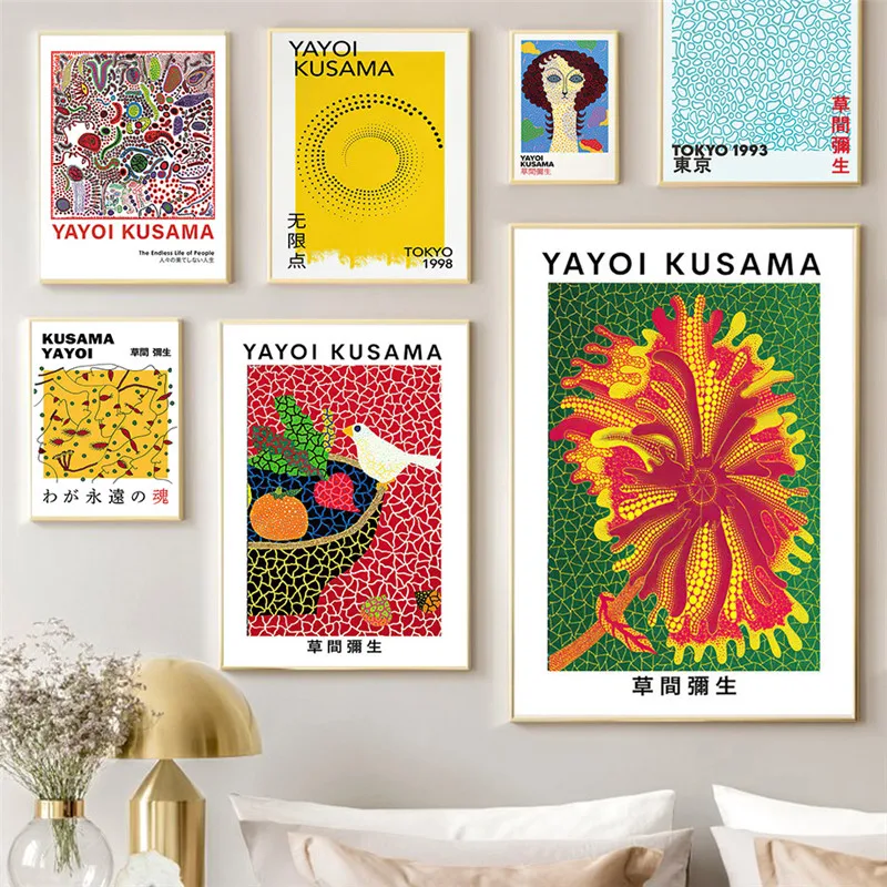 Abstract-Yayoi-Kusama-Exhibition-Artworks-Picture-Wall-Art-Canvas ...