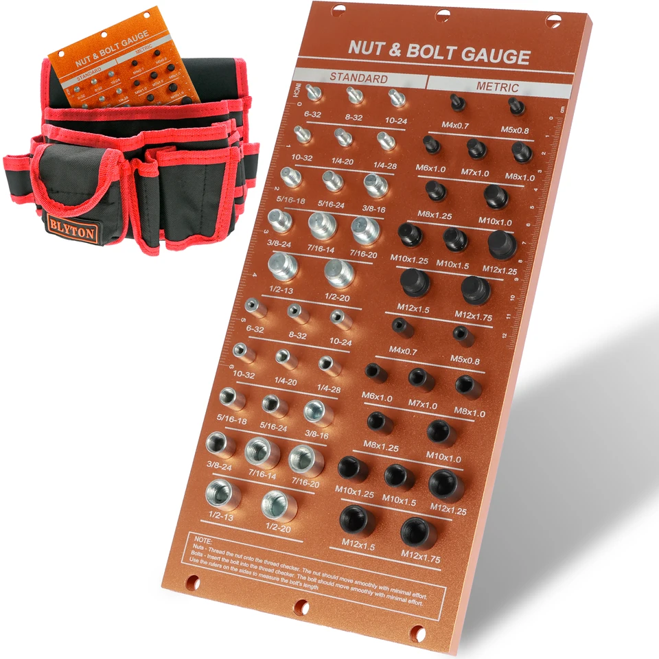Thread Gauge 28-Piece Thread Checker Set - Imperial & Metric Nut And ...