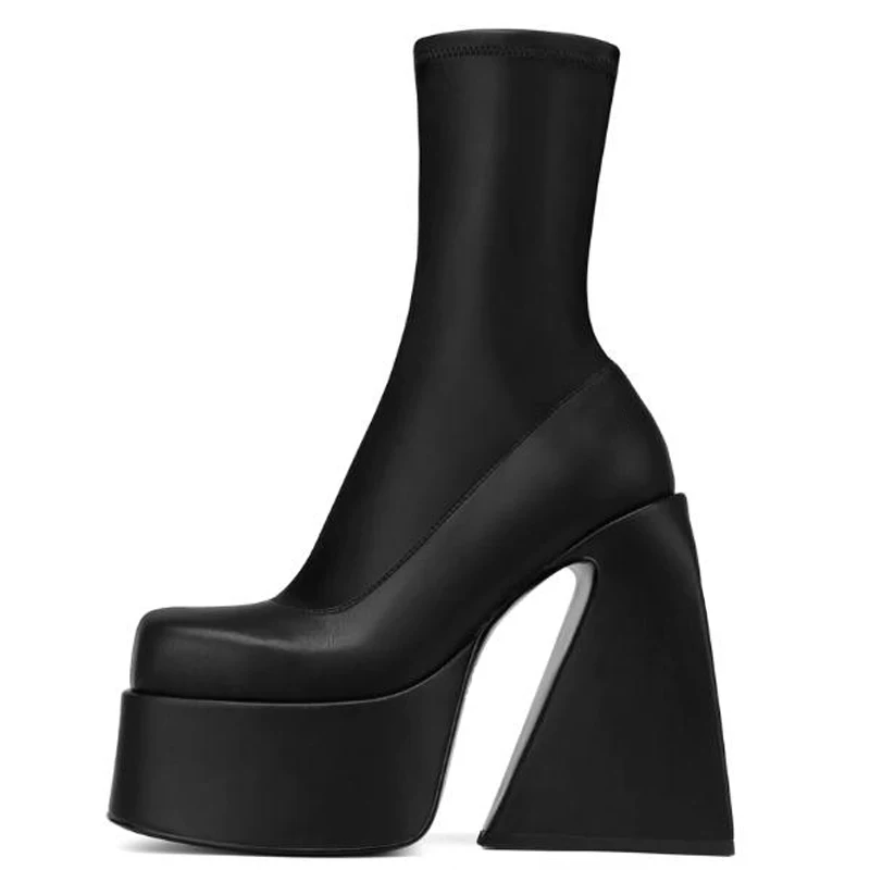 Stretch Punk Style Gothic Chunky Platform Ankle Boots For Women Autumn ...