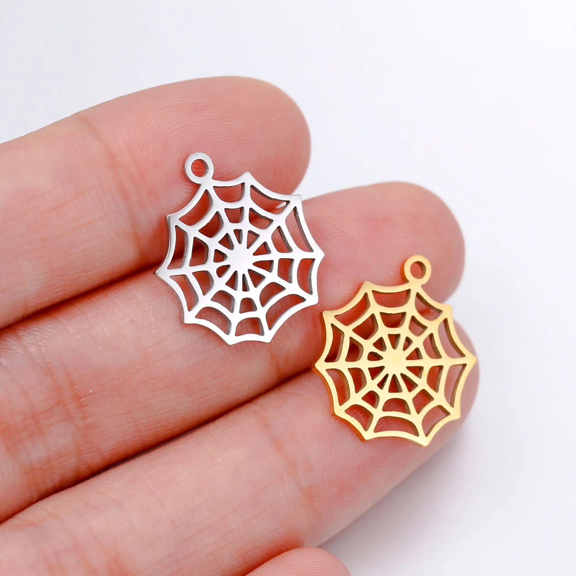 5pcs-Lot-15x18mm-Cobweb-Pendant-Stainless-Steel-Spider-Web-Charm-Silver ...