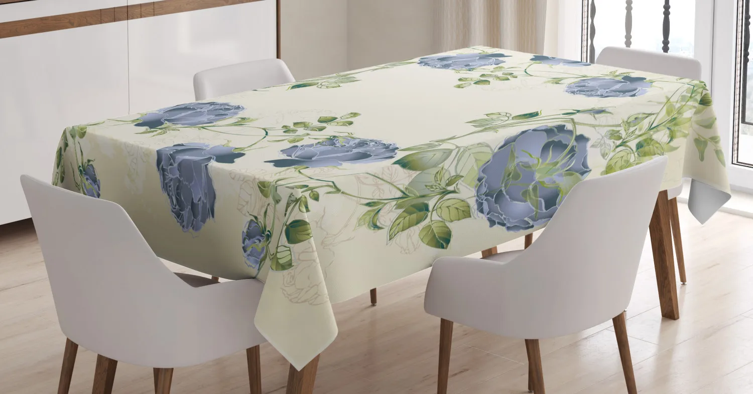 Kitchen & Dining vintage white linen tablecloth Flower decorated ...
