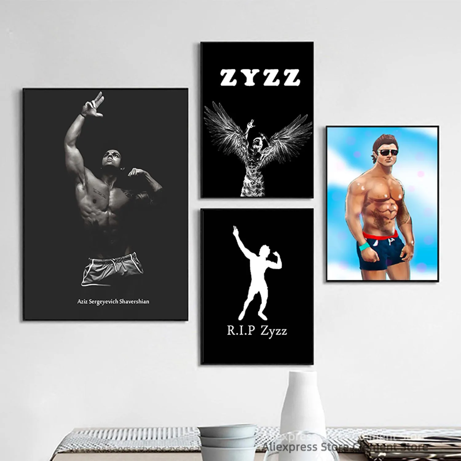 Zyzz Aziz Shavershian Bodybuilders Man Canvas Posters and Prints Canvases Painting Home ...