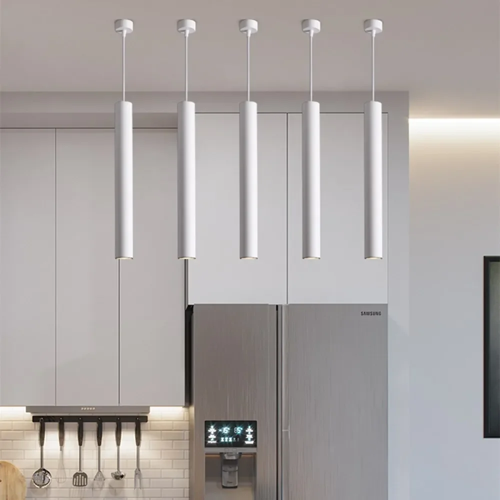Modern led Pendant Lamp Long Tube Lamp Kitchen Island Dining Room Shop ...