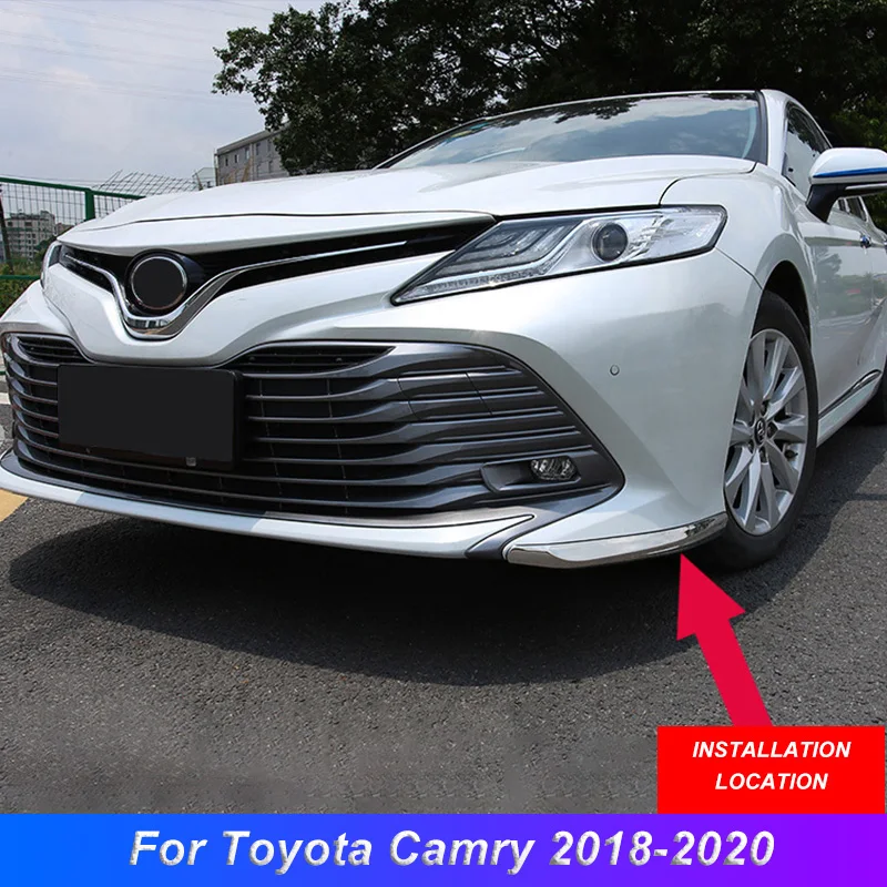 For-Toyota-Camry-2018-2020-Stainless-Steel-Car-Bumper-Front-Lip-Corner ...