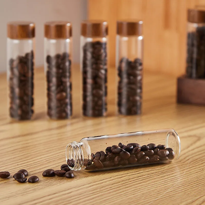 1set-Coffee-Beans-Storage-Container-Tube-Display-Rack-Tea-Bottle-Glass ...