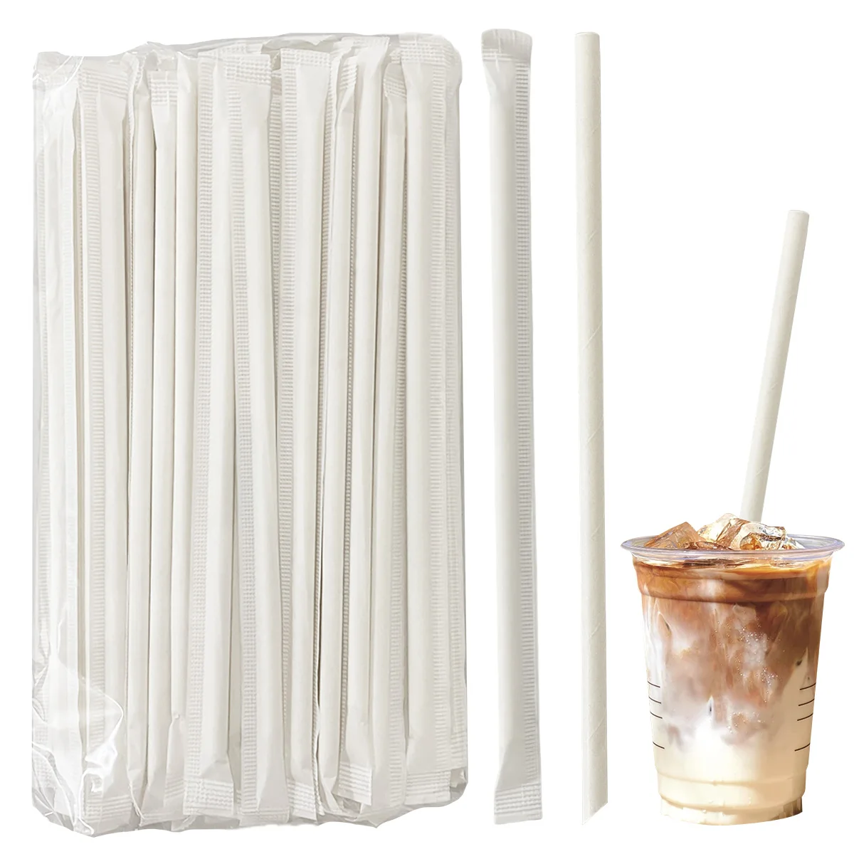 Paper Straws 6*190mm White Paper Straw Drinkware Disposable for Cafes ...