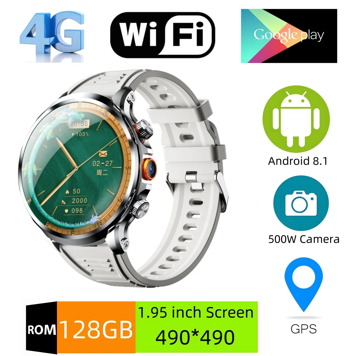 Reloj-inteligente-H18-para-hombre-dispositivo-4G-con-Android-8-128GB ...