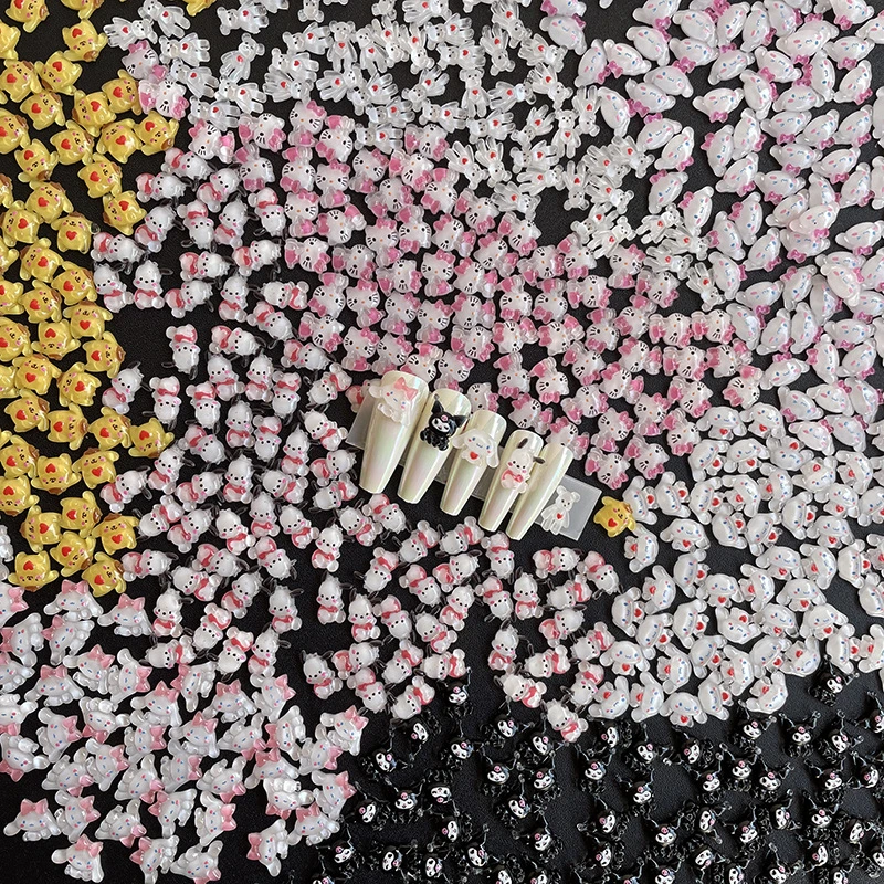 20Pcs Kawaii Sanrioed Kuromi Kitty Cinnamoroll Pom Pom Purin Nail Art ...