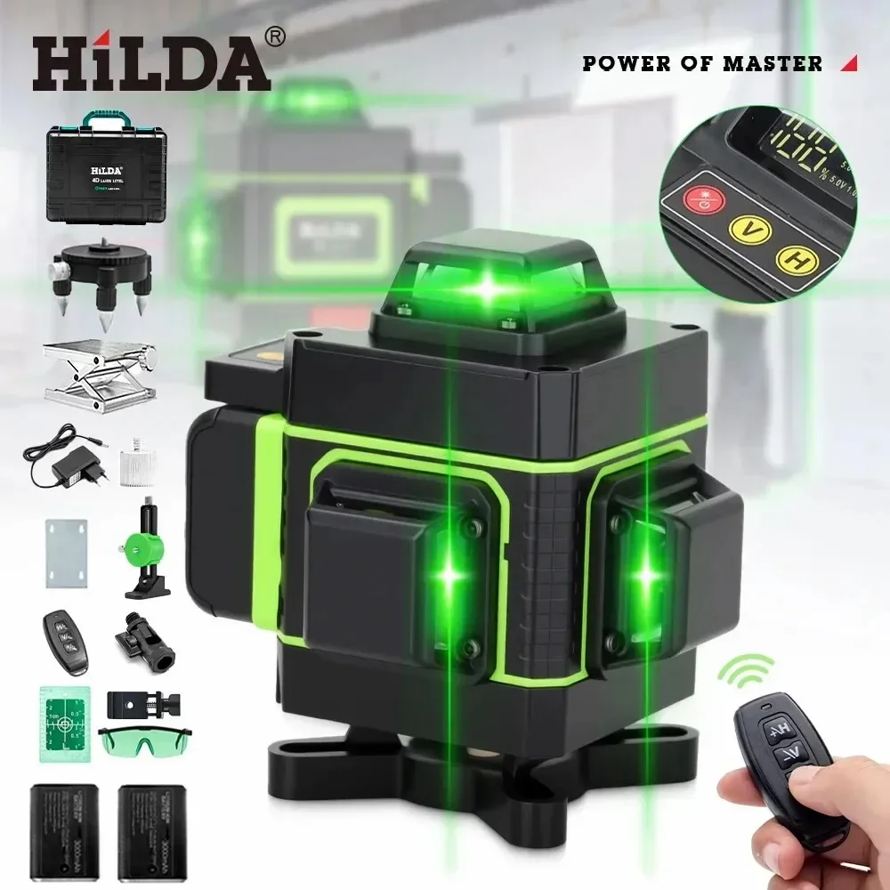 HILDA Laser Level 16 Lines 4D Self-Leveling 360 Horizontal And Vertical ...