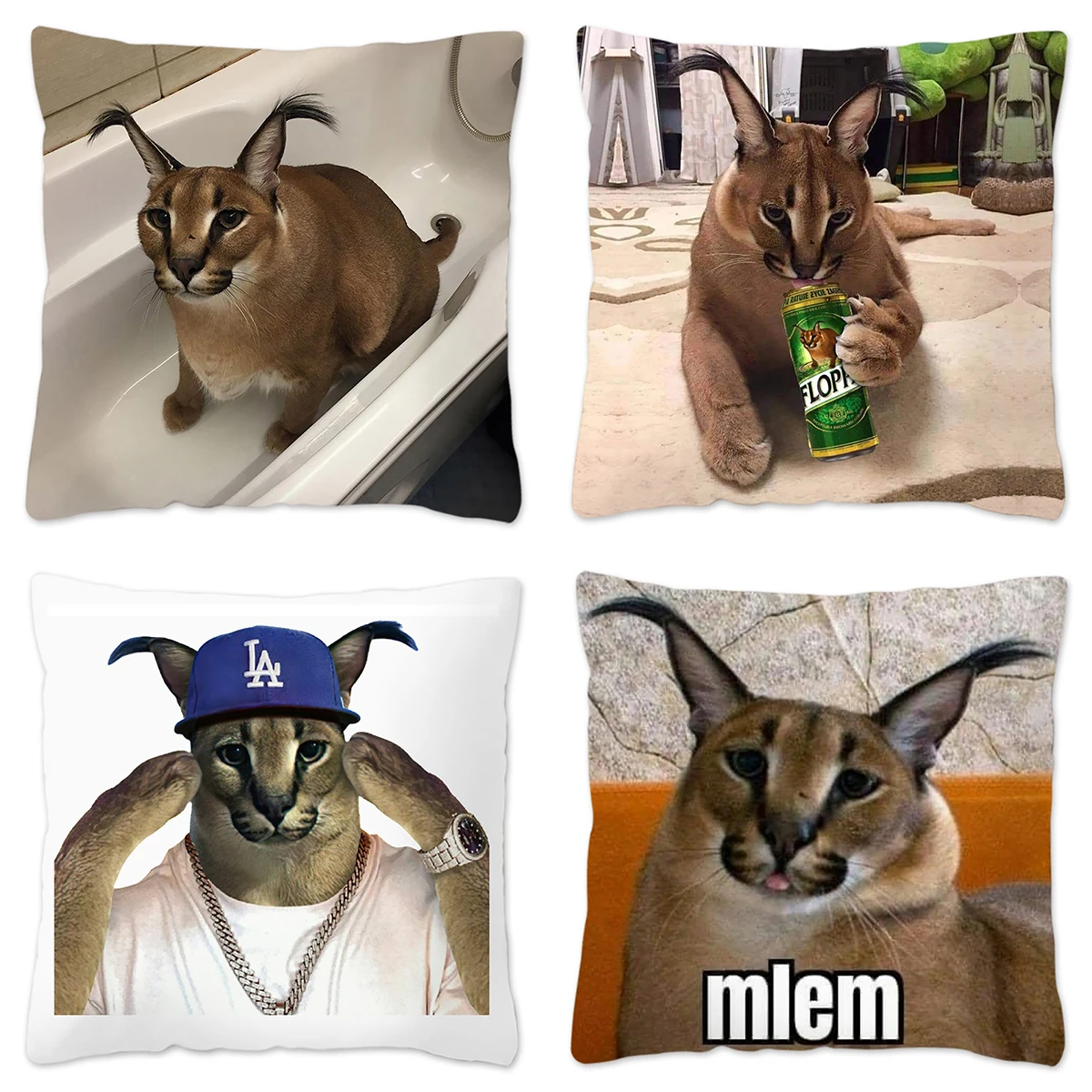 Floppa-Juste de coussin mème 40x40,décoration de maison,drôle,chat ...