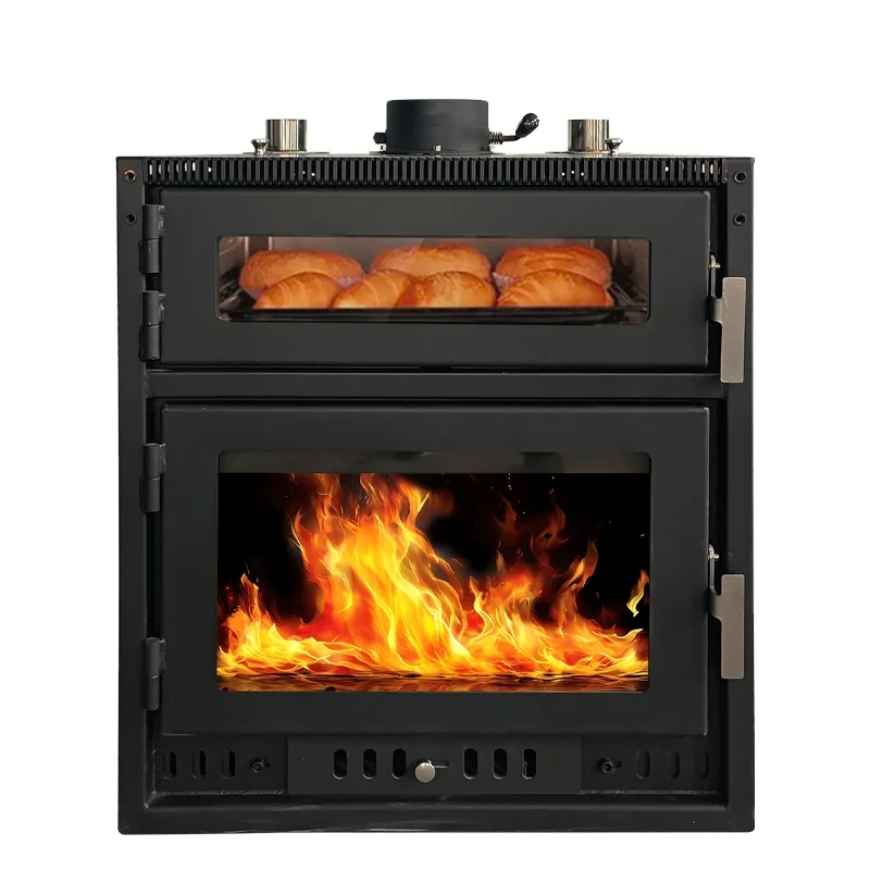 Indoor Real Fire Wood Burning Stove Fireplace Heater With Oven Can BBQ ...