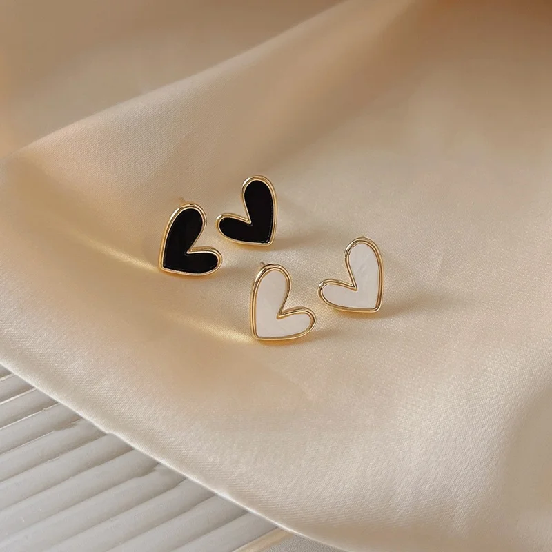 Korean-Style-Simple-Small-Black-Heart-Stud-Earrings-For-Women-Cute-Love-Heart-Shape-Earring ...